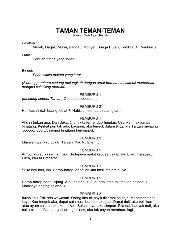 Drama "Taman Teman-Teman" di Rimba | PDF