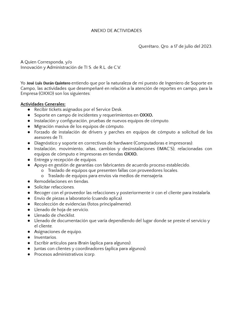 Anexo Actividades OXXO - Jos C3 A9 Luis | PDF | Hardware de la ...