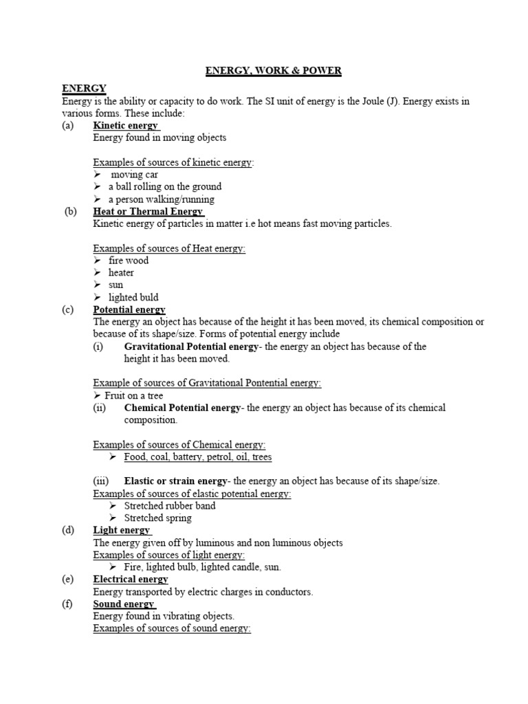 GP5 - Energy, Work & Power 1 | PDF | Renewable Energy | Fuels