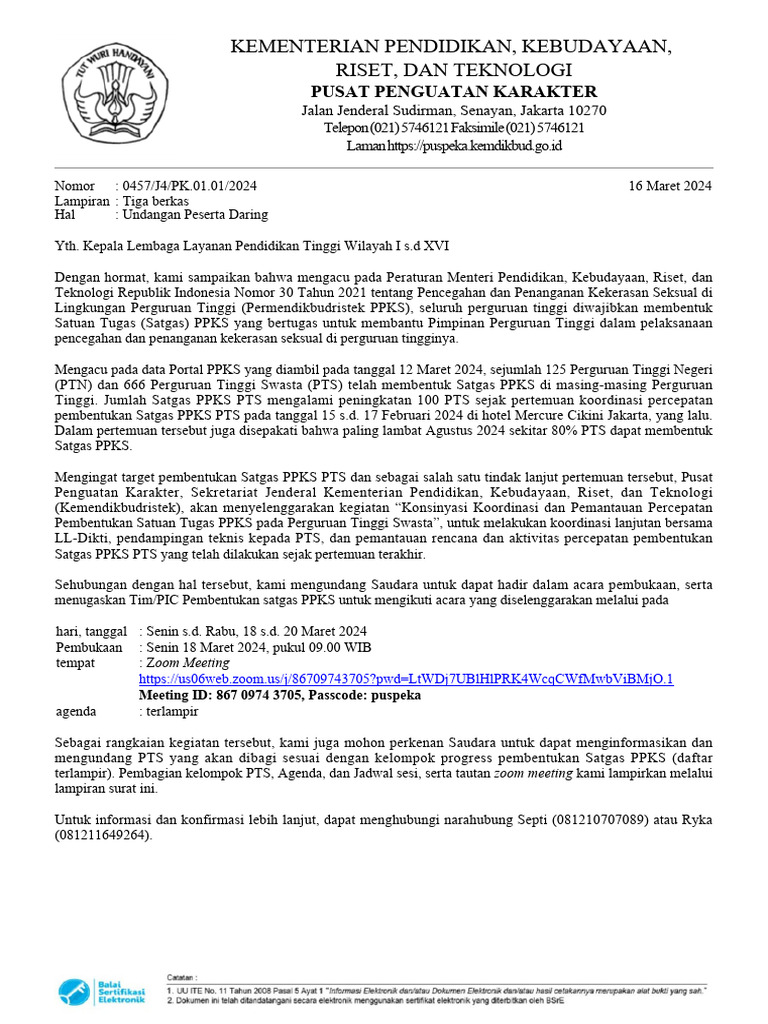Undangan Peserta Daring - Komplit | PDF