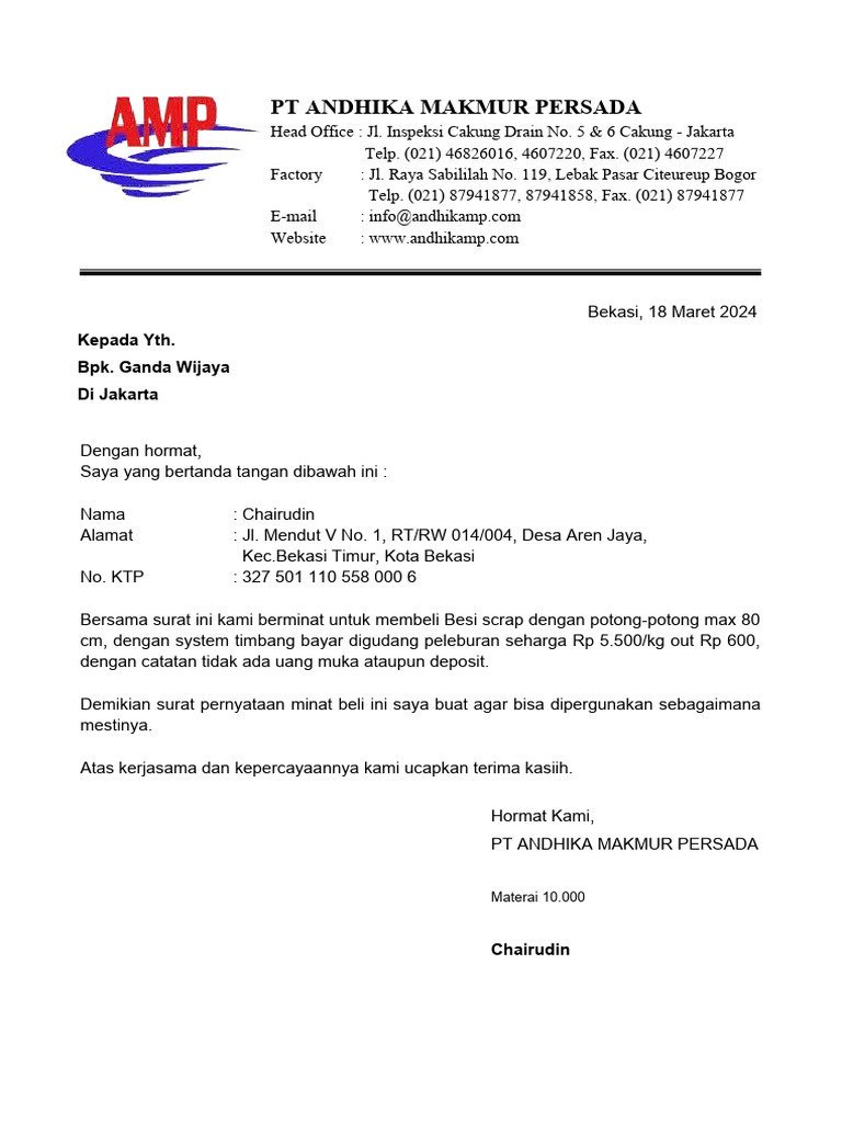 PT Andhika Makmur Persada | PDF