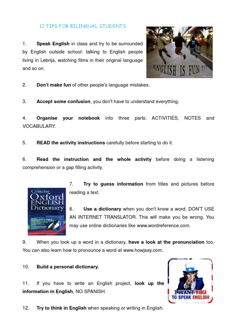 Tips For Students | PDF | Dictionary | English Language
