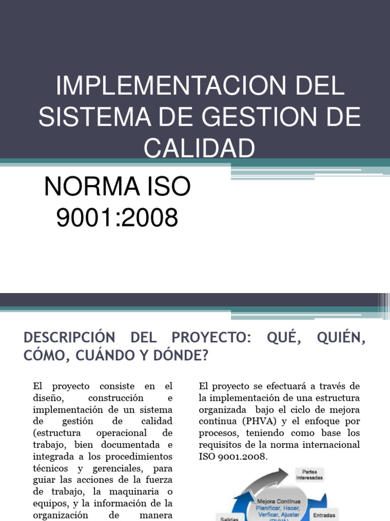 Presentacion Del Proyecto Iso 900i | PDF | Calidad (comercial ...