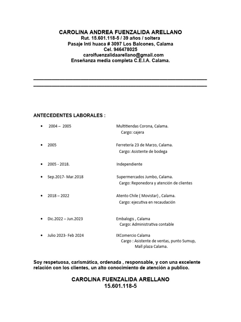 CV Carolina | PDF | Crecimiento personal y profesional