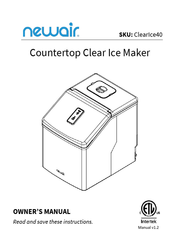 Newair - Countertop Clear Ice Maker | PDF | Ac Power Plugs And Sockets ...
