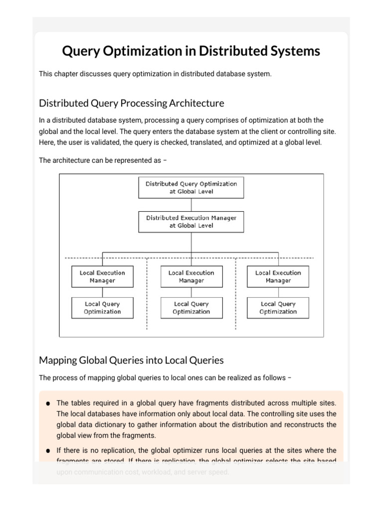 Query Optimization in Distributed Systems | PDF | Databases | Information Retrieval