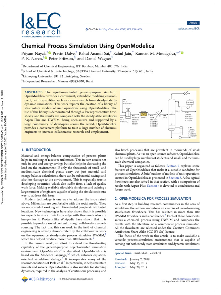 Nayak - 2019 - Chemical Process Simulation Using OpenModelica | PDF ...