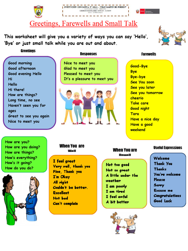 Greetings Farewells Small Talk Conversation Topics Dialogs - 118084 | PDF