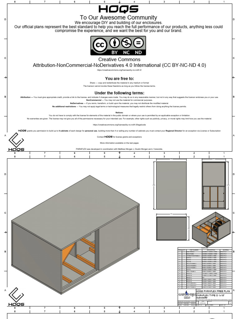Paraflex Type O 1x18 Subwoofer Plan | PDF | License | Copyright