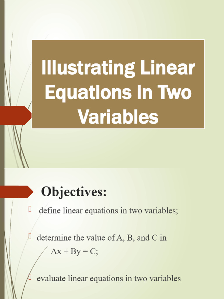 Q1 W5 Illustrating Linera Equations in Two Variables | PDF | Equations ...