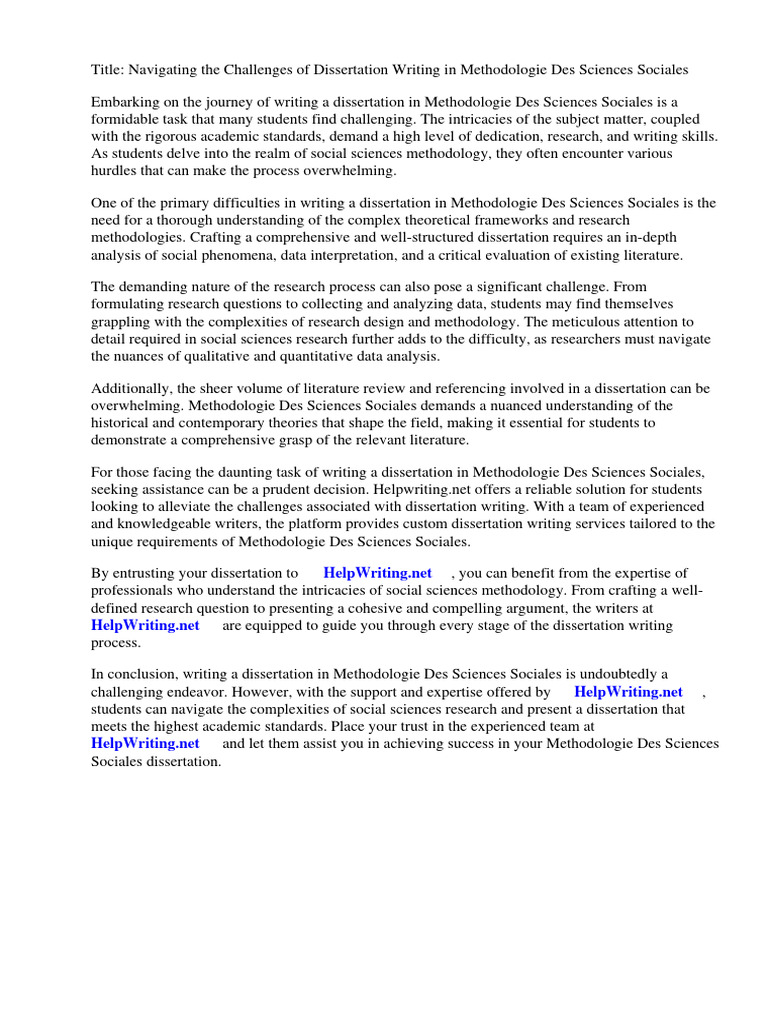 Dissertation Methodologie Des Sciences Sociales | PDF | Methodology | Science