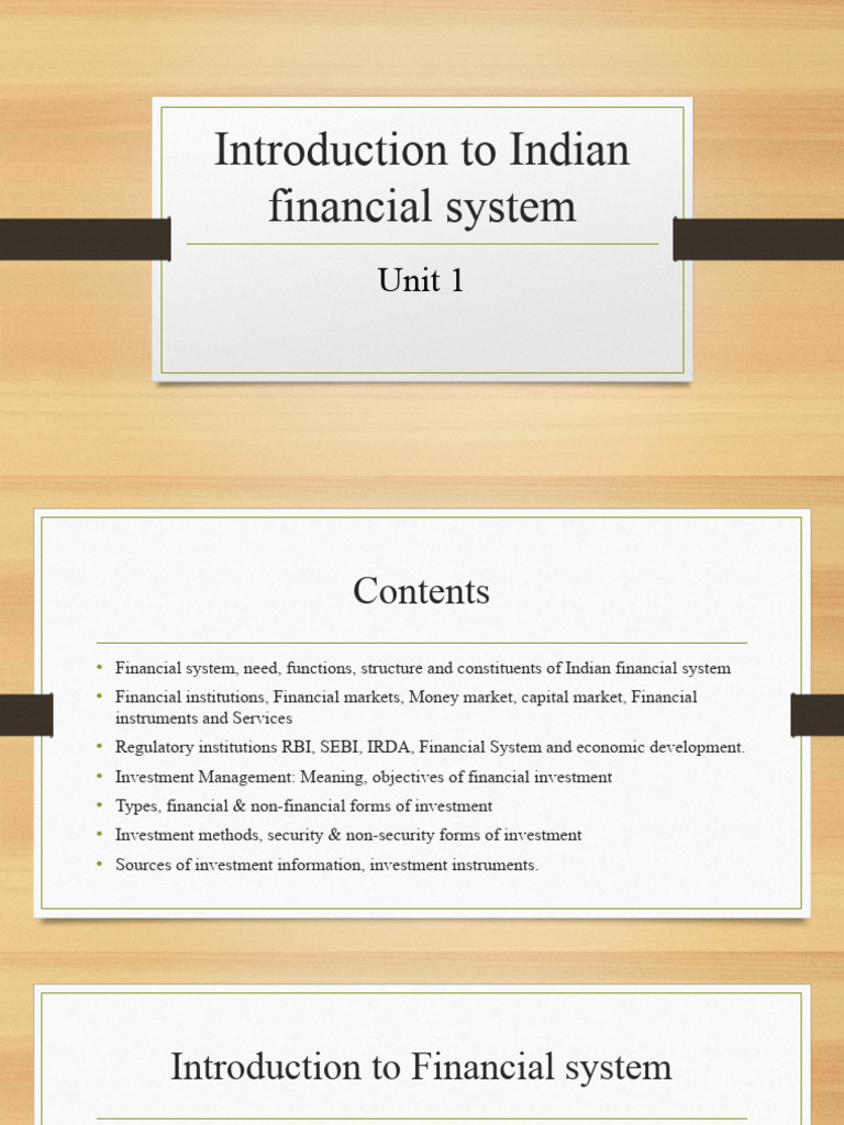Introduction To Indian Financial System | PDF | Investing | Financial ...