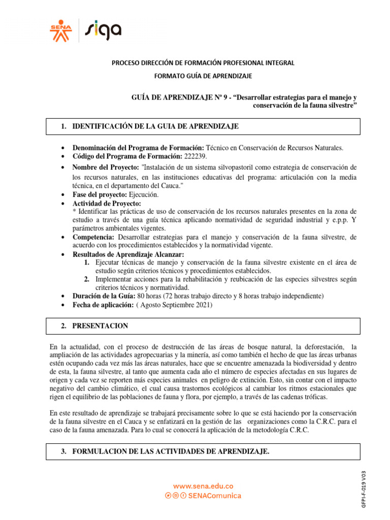 5 GFPI-F-019 - Formato - Guia - de - Aprendizaje 5 (Manejo y Cons Fauna) | PDF | Fauna | Organismos