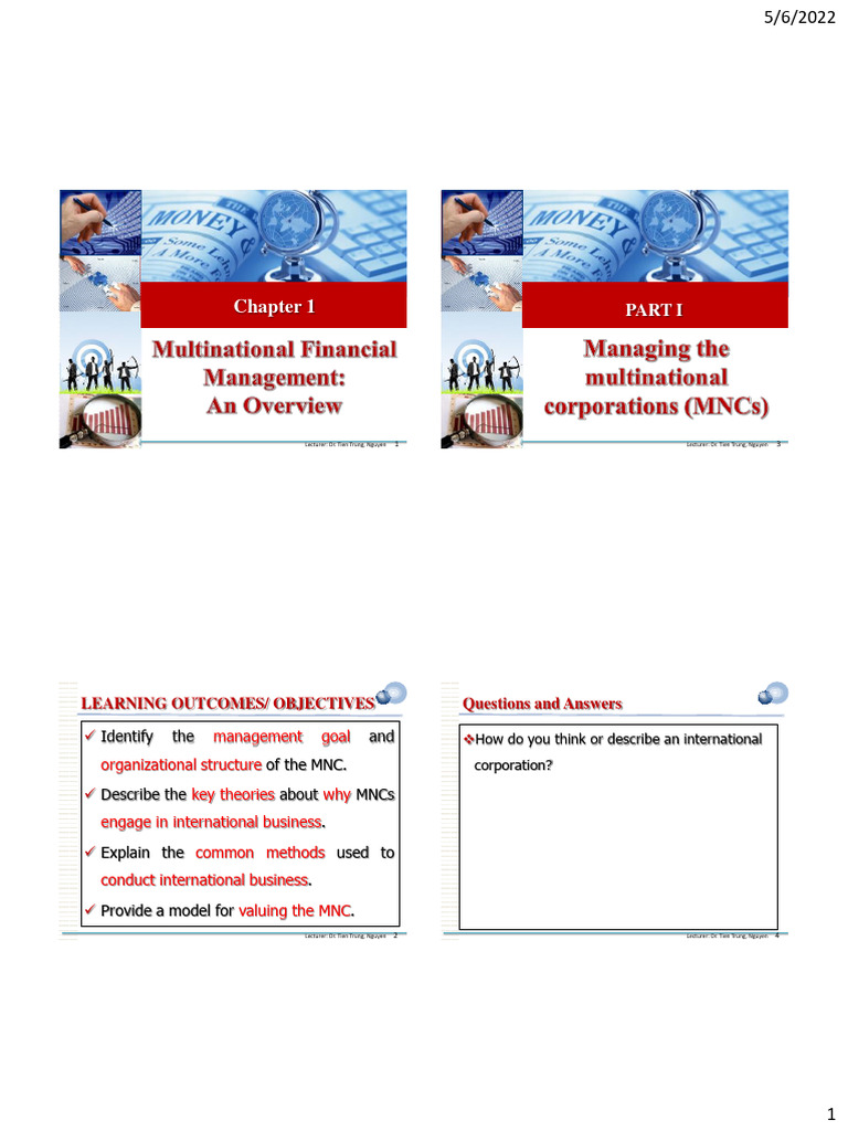 Chapter 1n. Multinational Finance Management Overview | PDF ...