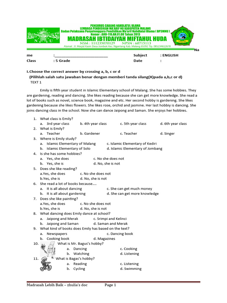 english 5 grade | PDF