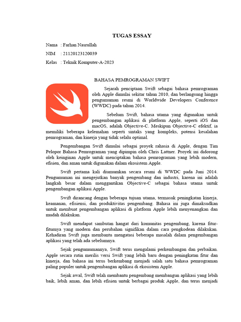 BAHASA PEMROGRAMAN SWIFT | PDF