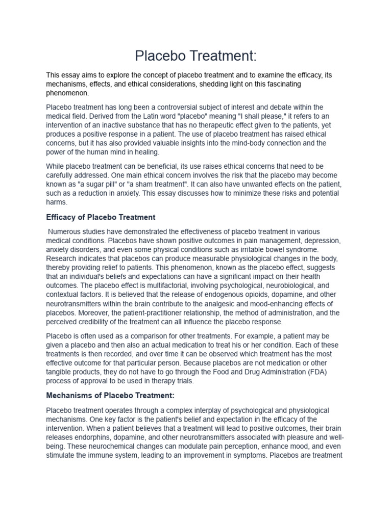 Placebo Treatment | PDF | Placebo | Clinical Trial