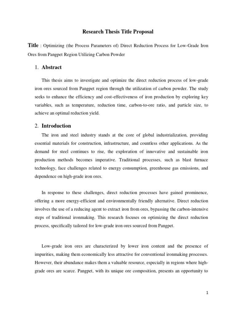Research Thesis Title Proposal Draft 3.0 | PDF | Steelmaking | Steel
