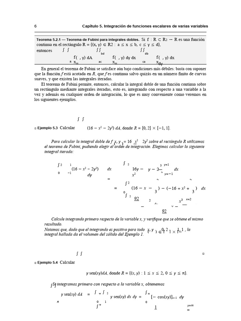 Teorema de Fubini en Integrales Dobles | PDF | Integral | Análisis ...
