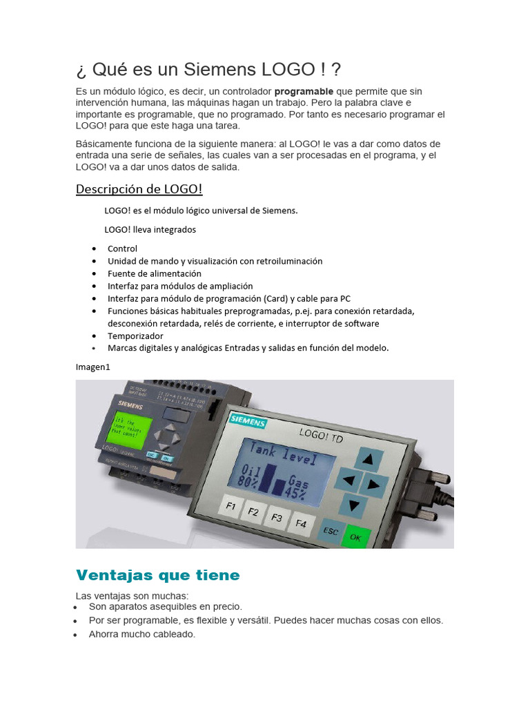 Qué Es Un Siemens LOGO | PDF | Controlador lógico programable ...