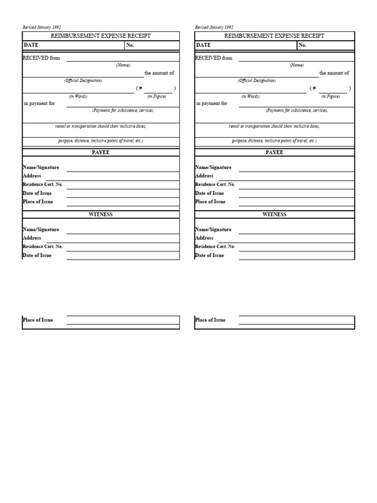 Reimbursement Expense Receipt | PDF | Expense
