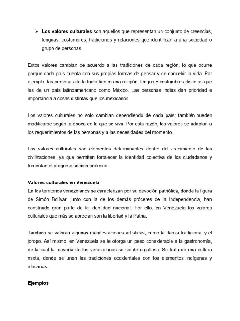 Valores Culturales y Nacionales | PDF | Nación | Tradiciones