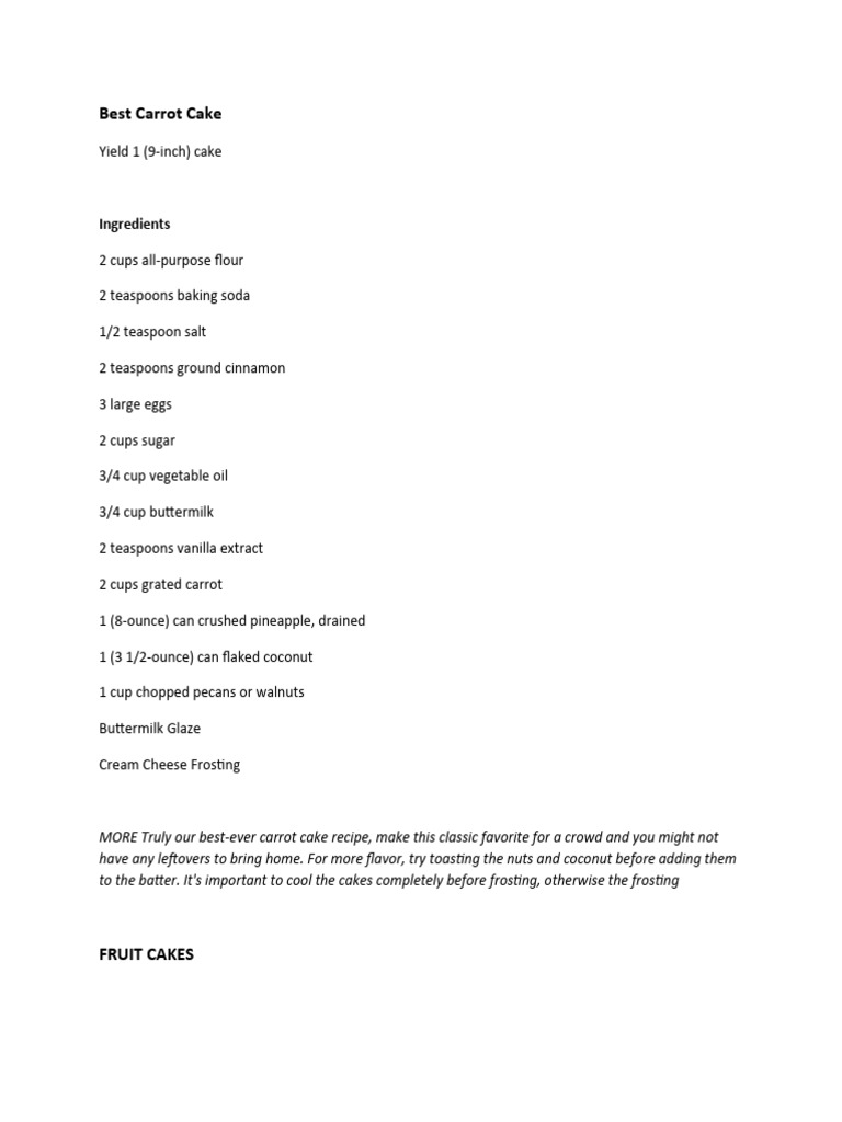 Cake Recipes | Download Free PDF | Cakes | Baking