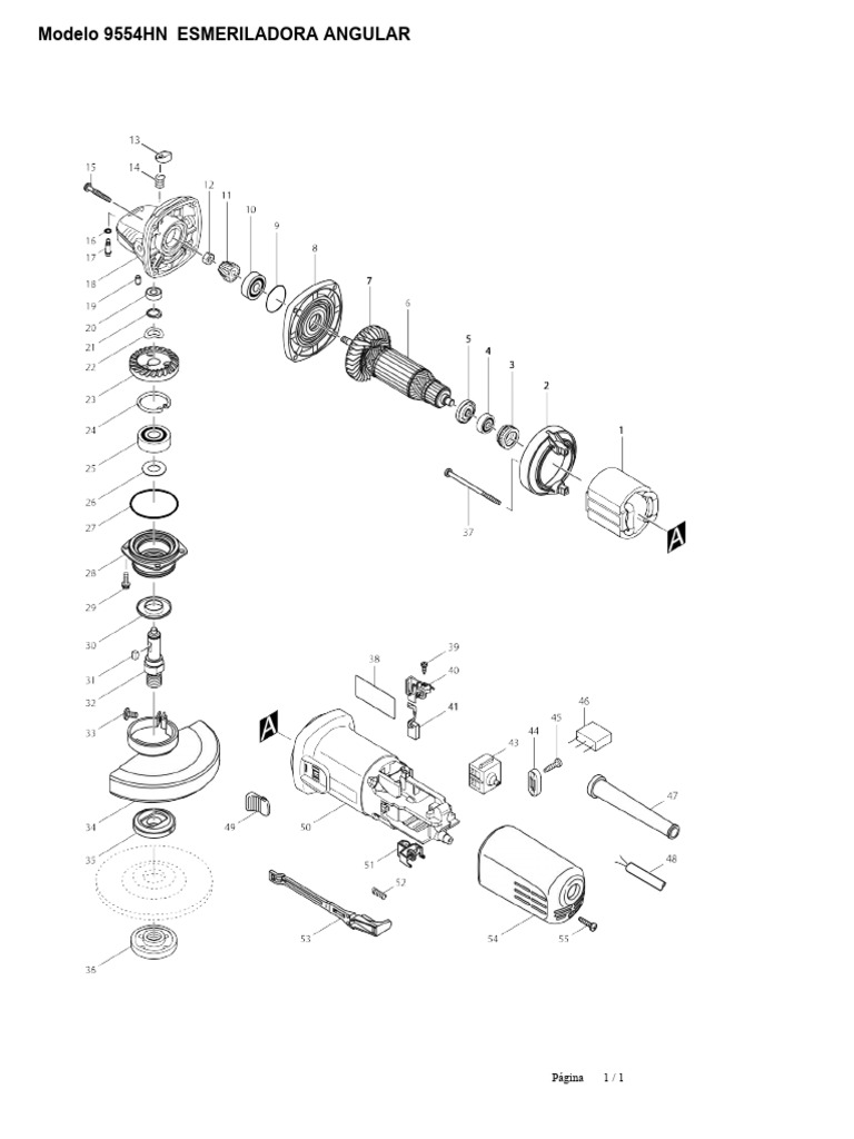Diagrama y Piezas de Esmeriladora 9554HN | PDF | Metalurgia