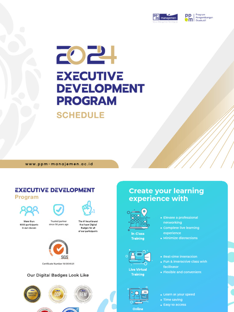 PPM Manajemen-Executive Development Program Schedule 2024 | PDF | Asset Management | Risk Management