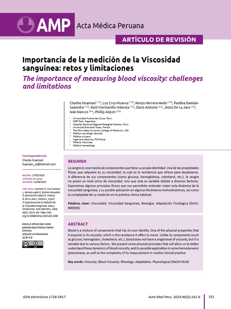 Importancia de La Medición de La Viscosidad | PDF | Sangre | Viscosidad