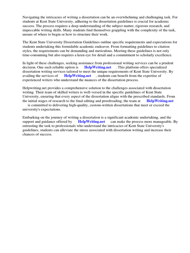 Kent State Dissertation Writing Guide | PDF | Thesis