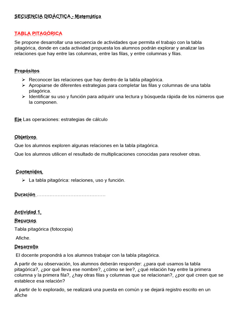 Sec. Didáct TABLA PITAG - 064743 | PDF | Medición | Matemáticas