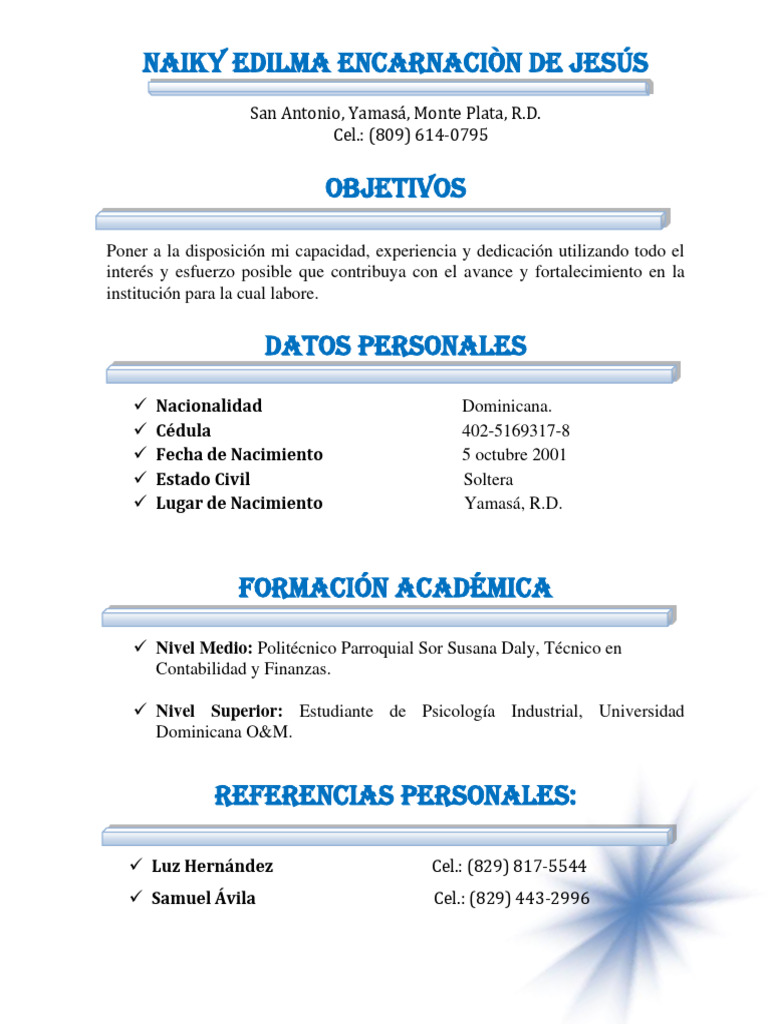 Curriculum Naiky Edilma Encarnaciòn de Jesús | PDF