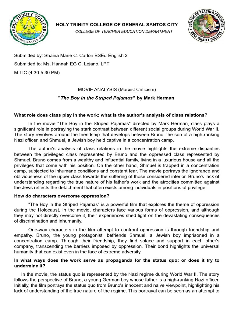 Movie Analysis (The Boy in The Striped Pajamas) | PDF | Propaganda ...