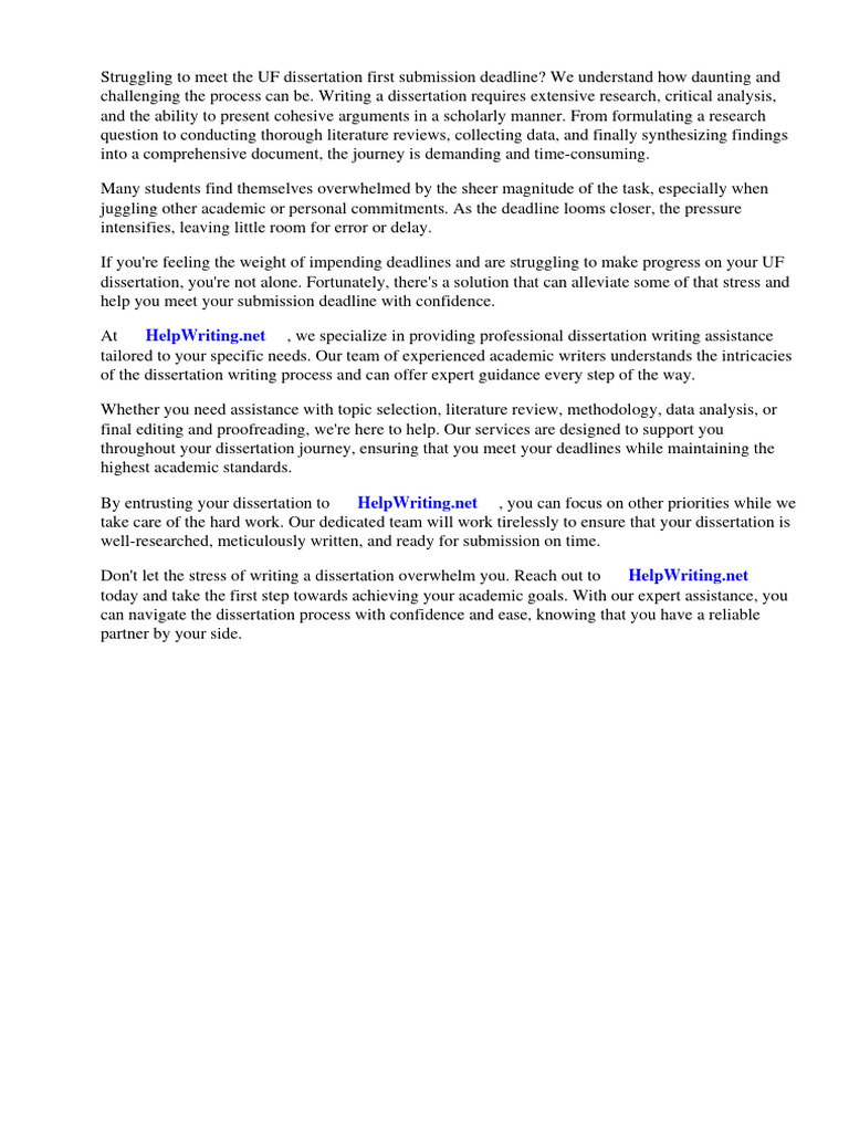 Uf Dissertation First Submission Deadline | PDF | Thesis | Written ...