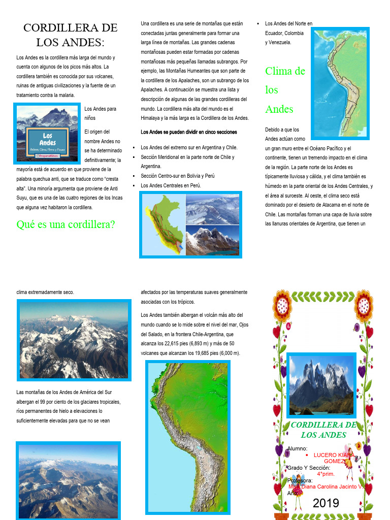 Características de la Cordillera de los Andes | PDF | Andes | Montañas
