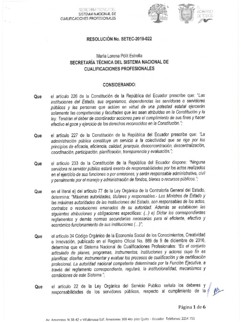 Requerimiento-Operativ-RESOLUCION-No-SETEC-2019-022 Cpacitadores | PDF