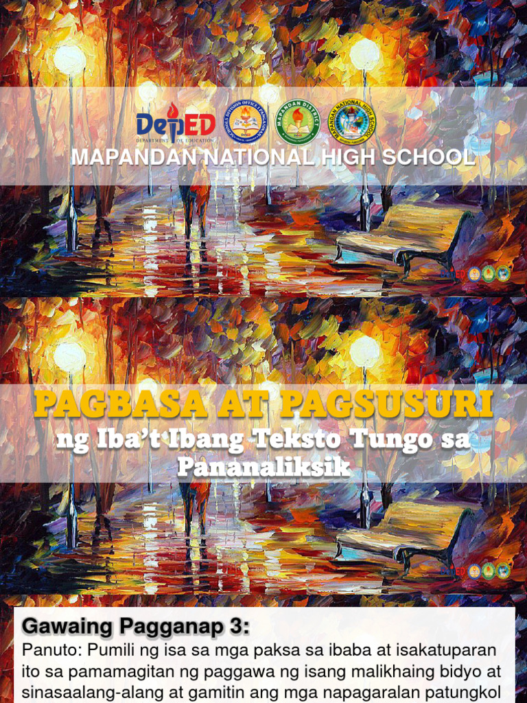 Gawaing Pagganap 3 at 4 Sa Pagbasa at Pagsusuri NG Ibat Ibang Teksto ...