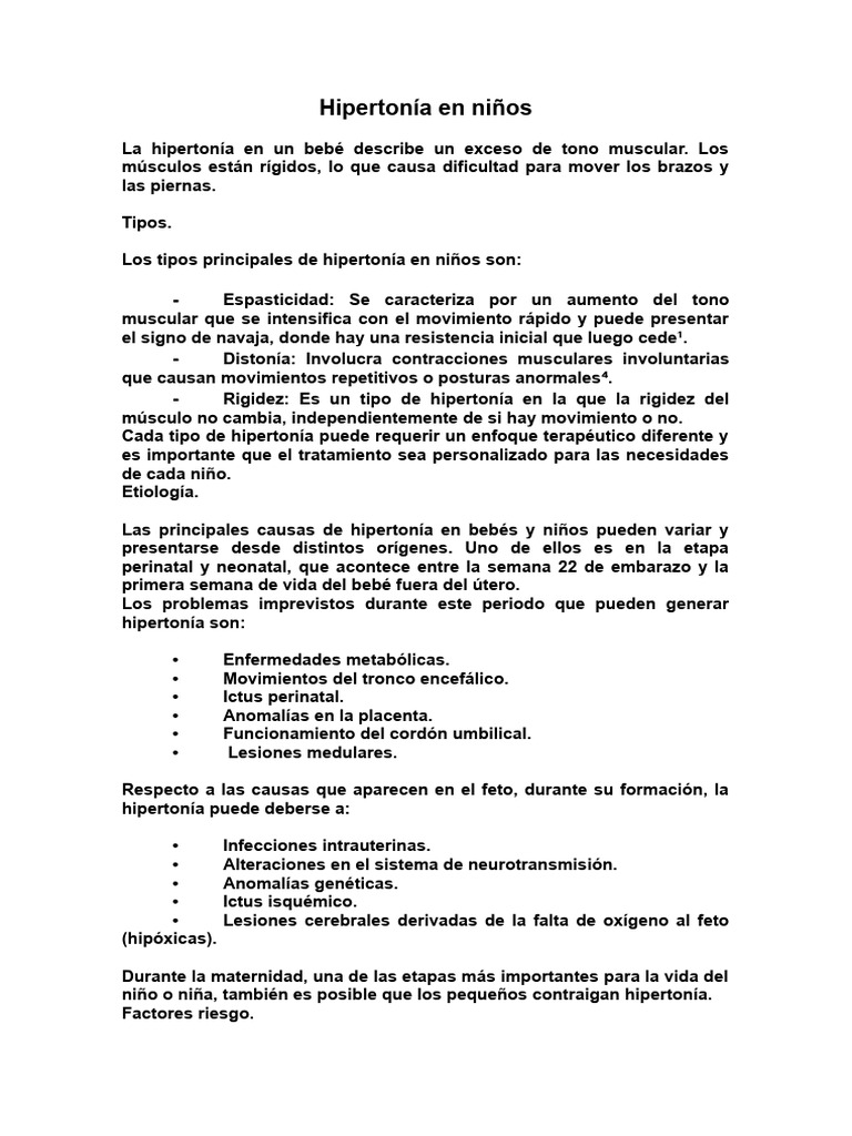 Hipertonía en Niños | PDF | Terapia física | Feto