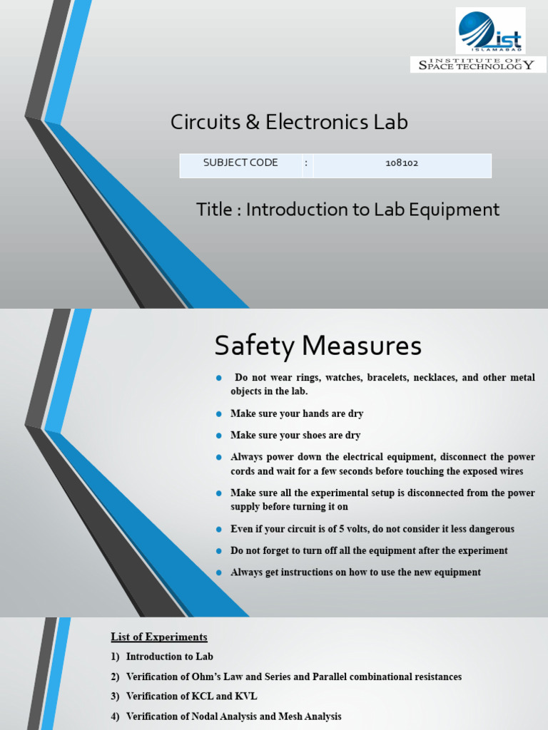 Circuits & Electronics Lab-1 | PDF | Electrical Equipment | Electrical Engineering