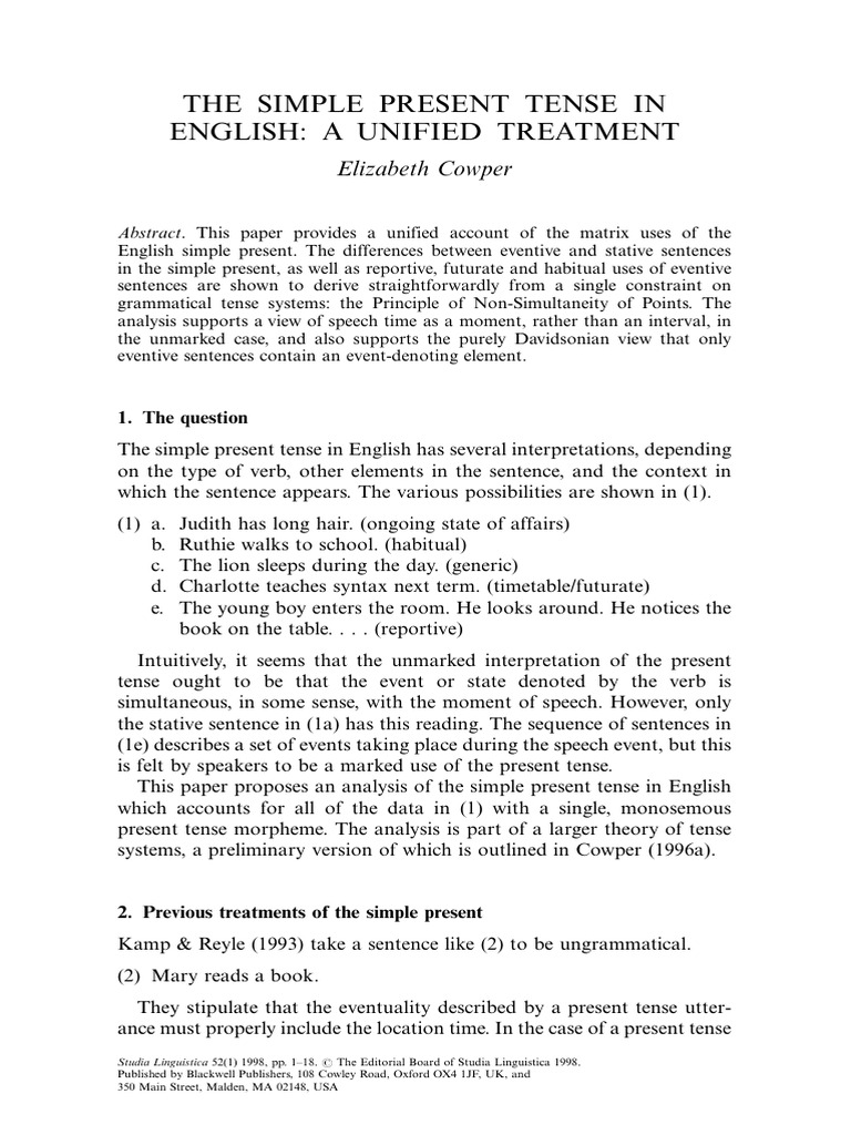 The Simple Present Tense | PDF | Lexical Semantics | Grammatical Tense