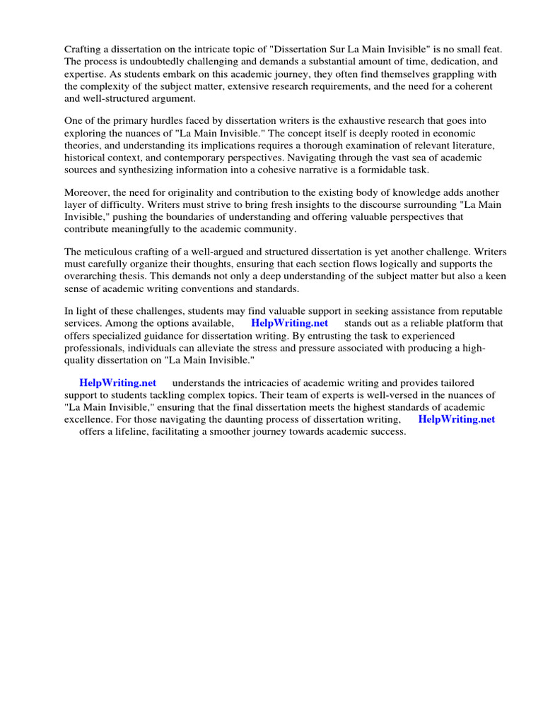 Dissertation Sur La Main Invisible | PDF | Thesis