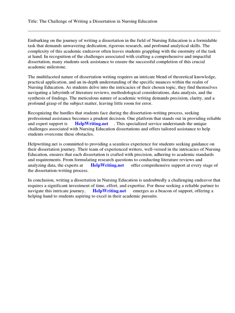 Dissertation Nursing Education | PDF | Nursing | Palliative Care