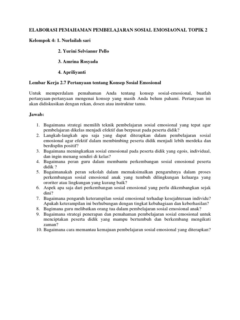 Elaborasi Pemahaman Pse Topik 2 | PDF