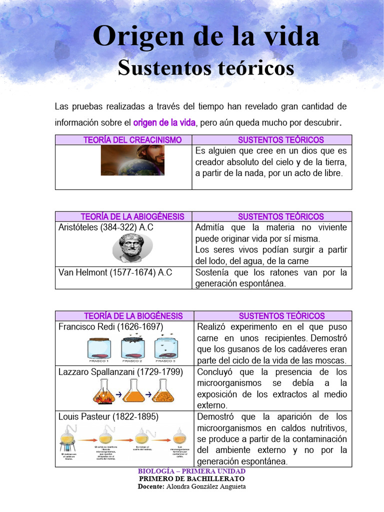 Sustento Teóricos - Origen de la Vida | PDF | Naturaleza | Química