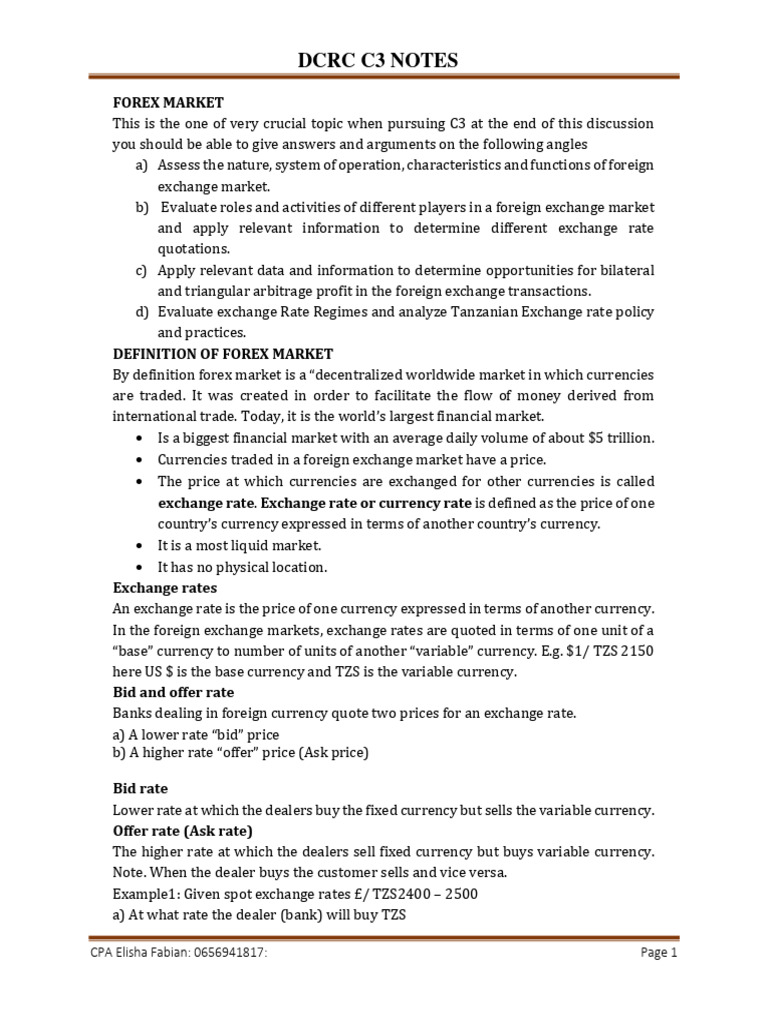 Forex Market Notes | PDF | Foreign Exchange Market | Exchange Rate