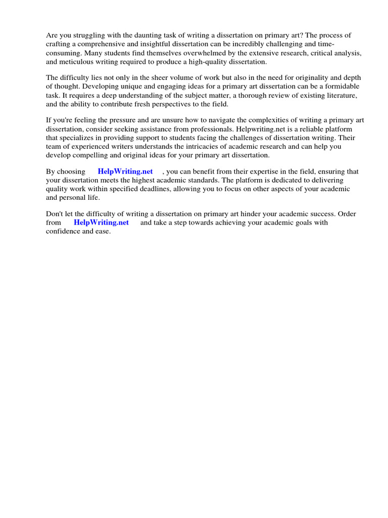Primary Art Dissertation Ideas | PDF