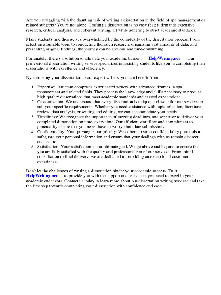 Spa Dissertation Examples | PDF | Thesis | Massage