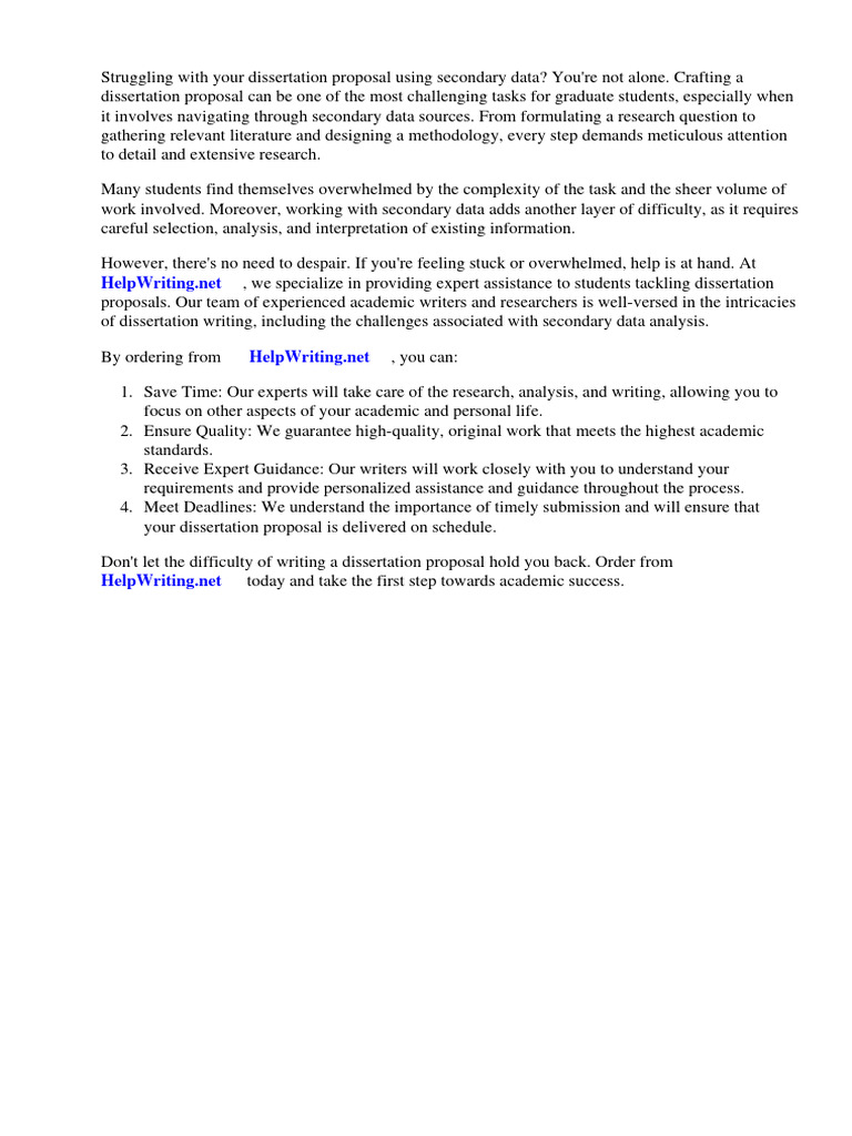 Dissertation Proposal Secondary Data | PDF | Thesis | Methodology