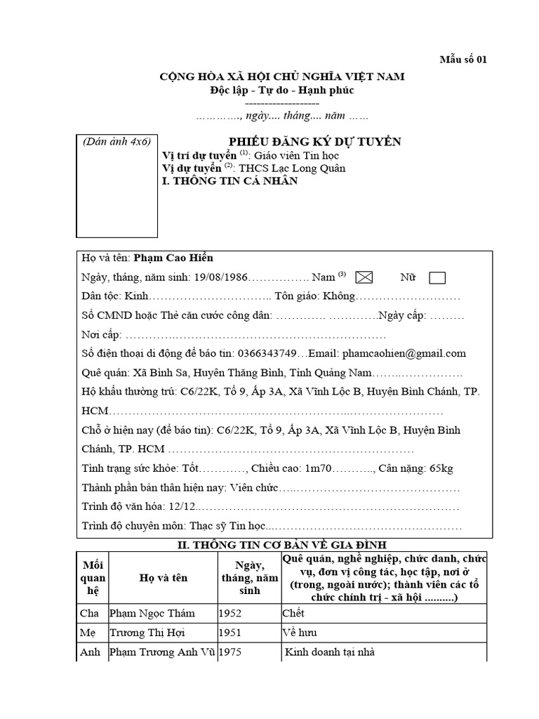 Phieu Dang Ky Du Tuyen Nghi Dinh 115106202214 - 24112023114855 | PDF